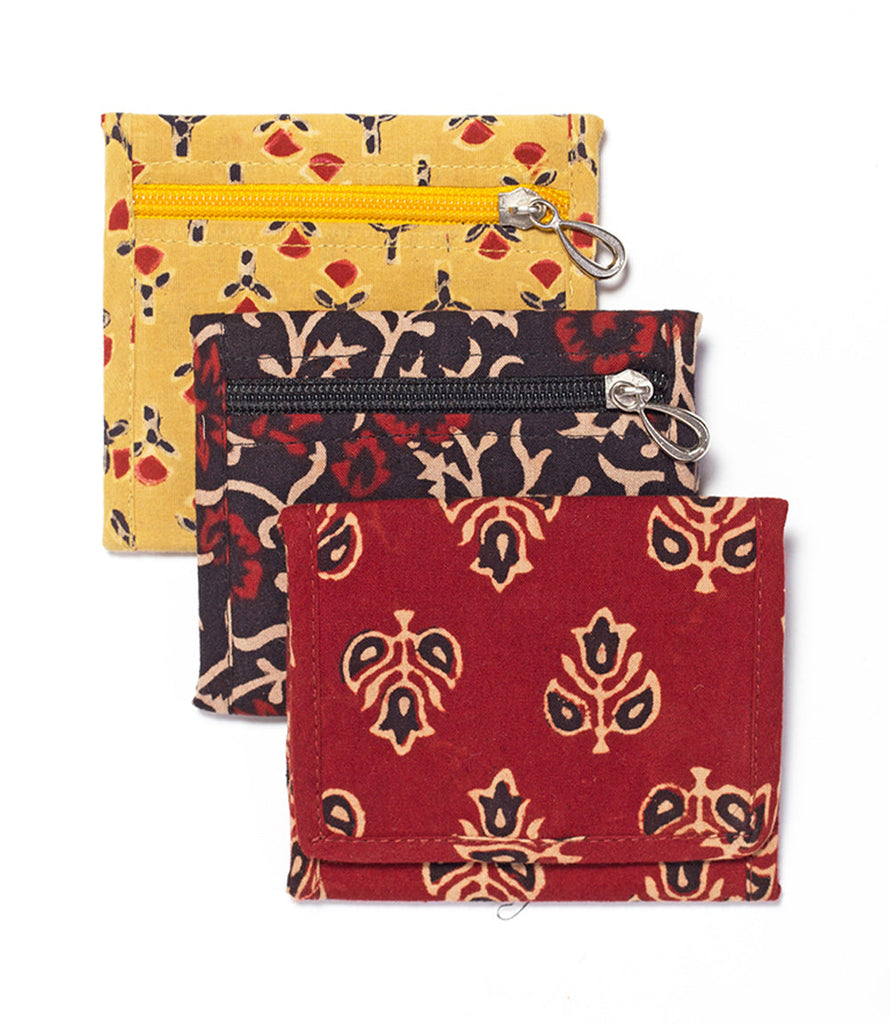 Cloth Trifold Wallet - Assorted Hand Block Print Handmade and Fair Trade