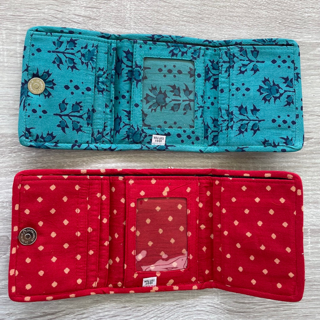 Cloth Trifold Wallet - Assorted Hand Block Print Handmade and Fair Trade